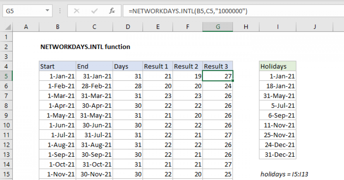 Excel NETWORKDAYS INTL Function Exceljet